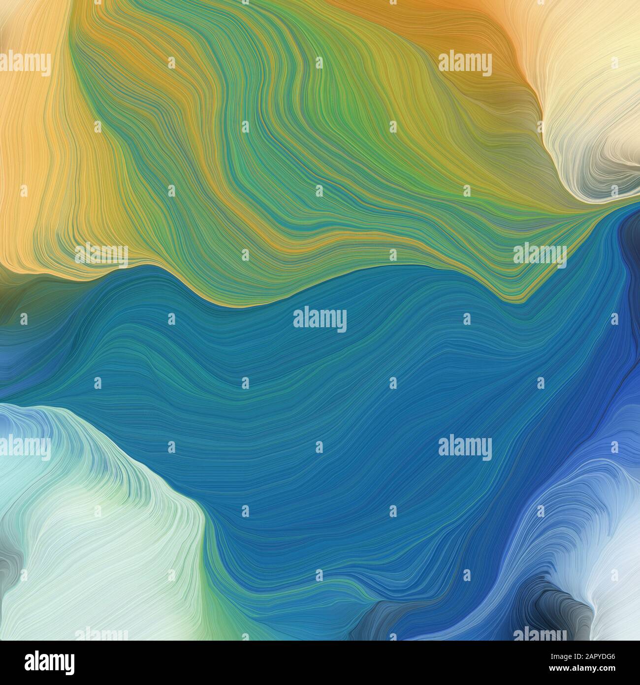 dynamic square graphic. abstract waves design with teal blue, tan and ...