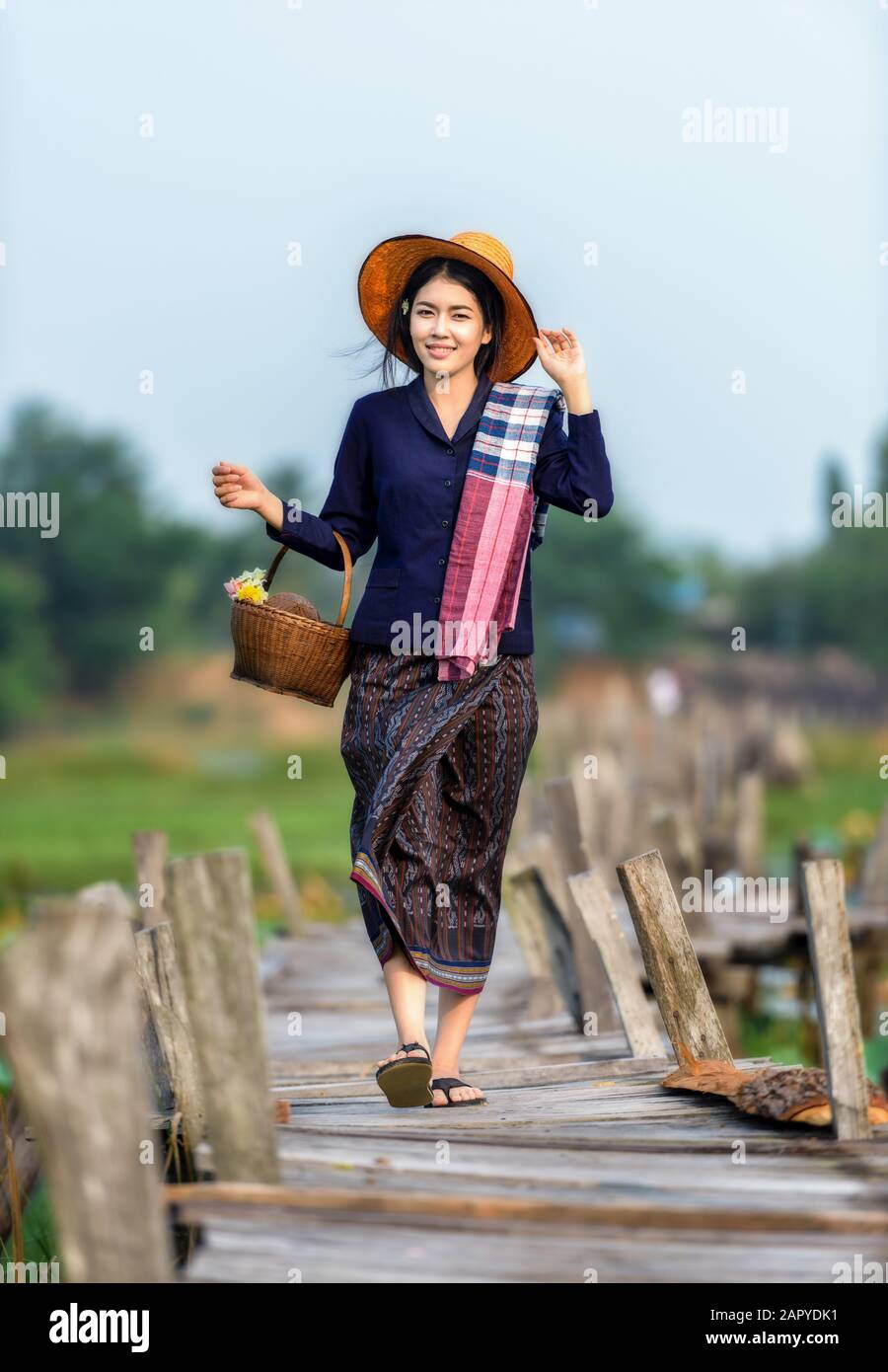 Thai local woman working Stock Photo - Alamy