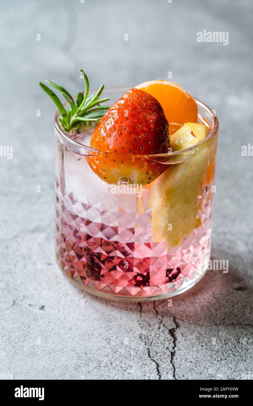 Fruit Cocktail with Strawberry, Mandarin, Apple and Rosemary / Fresh ...