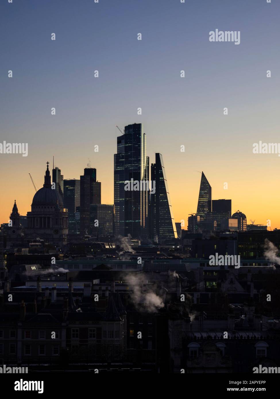 Majestic dawn sunrise landscape cityscape over London city sykline ...