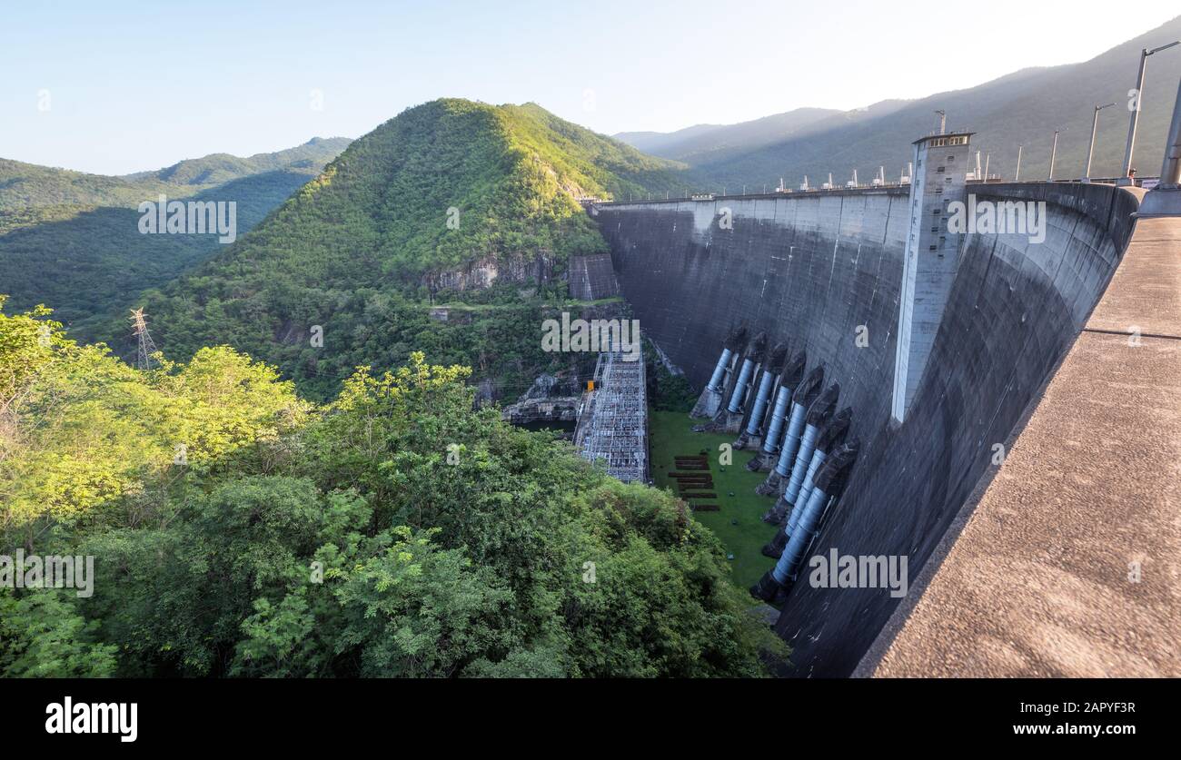 The power station at the Bhumibol Dam in Thailand. The dam is situated ...