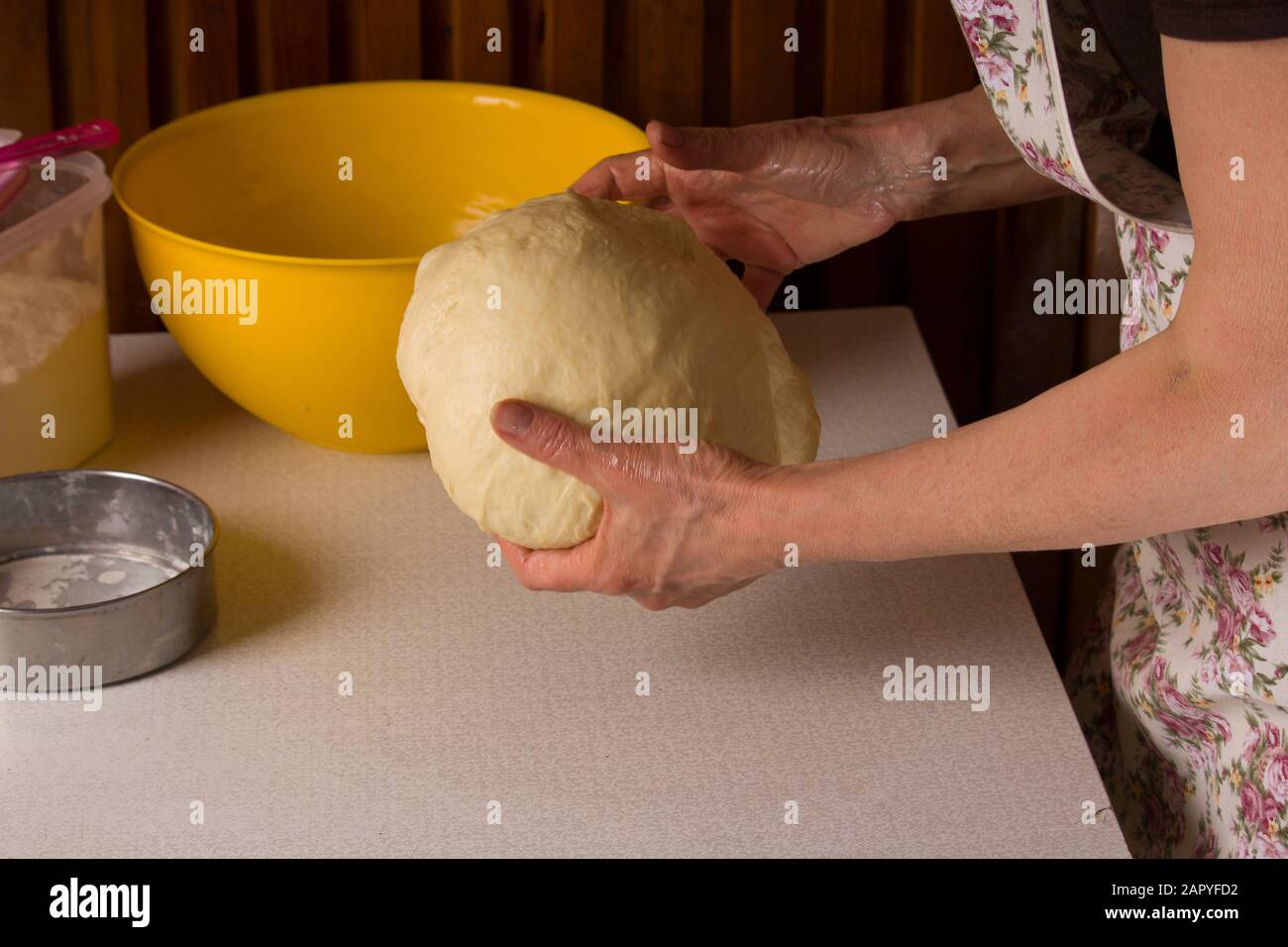 Female hands making dough in the kitchen at home Stock Photo - Alamy