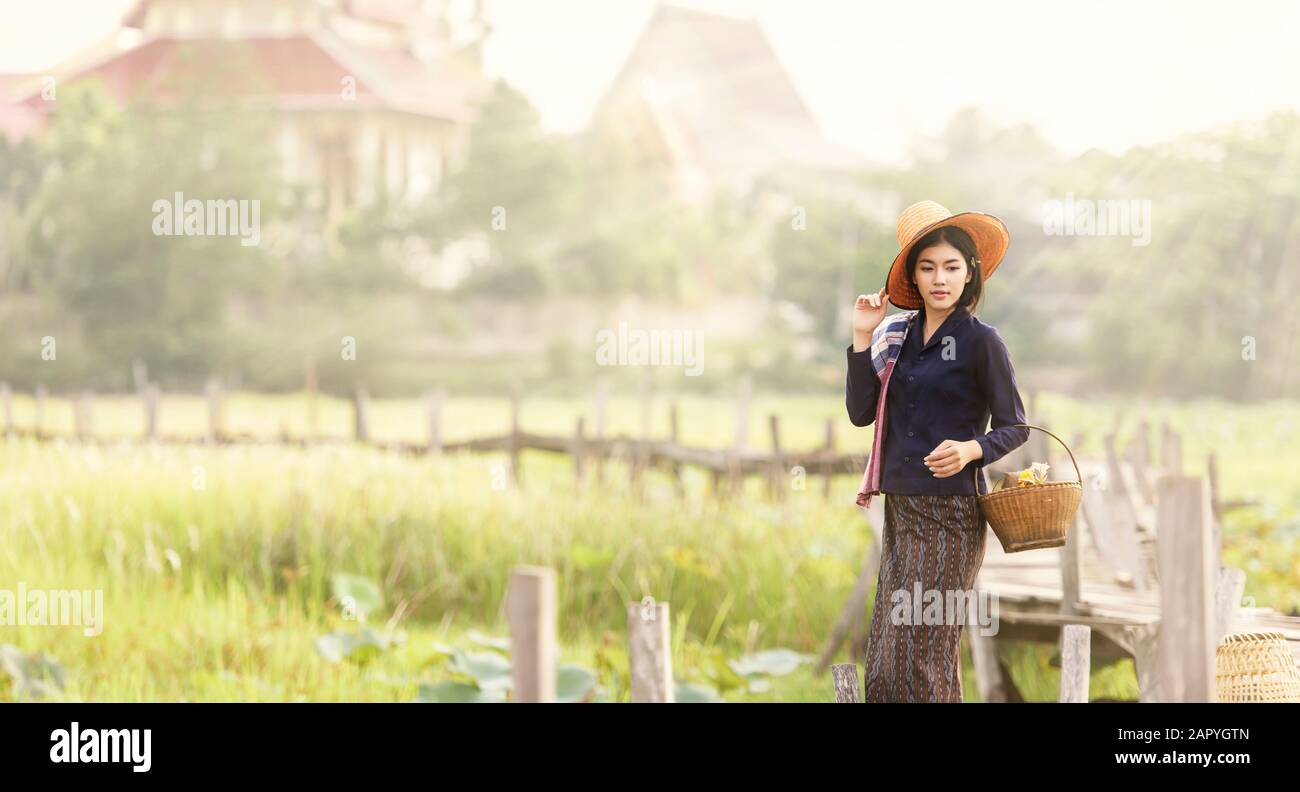 Working woman in countryside,Thailand Stock Photo - Alamy