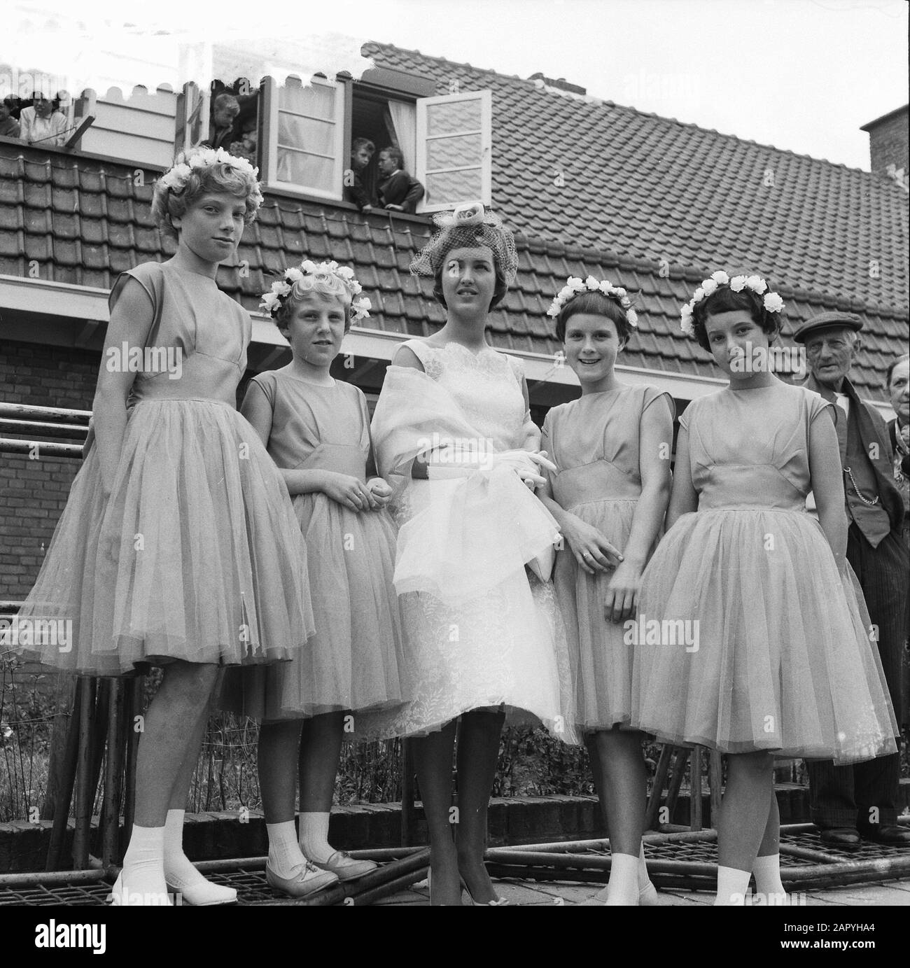 Children's flower corso in Loosduinen, flower queen Carla Adank with ...