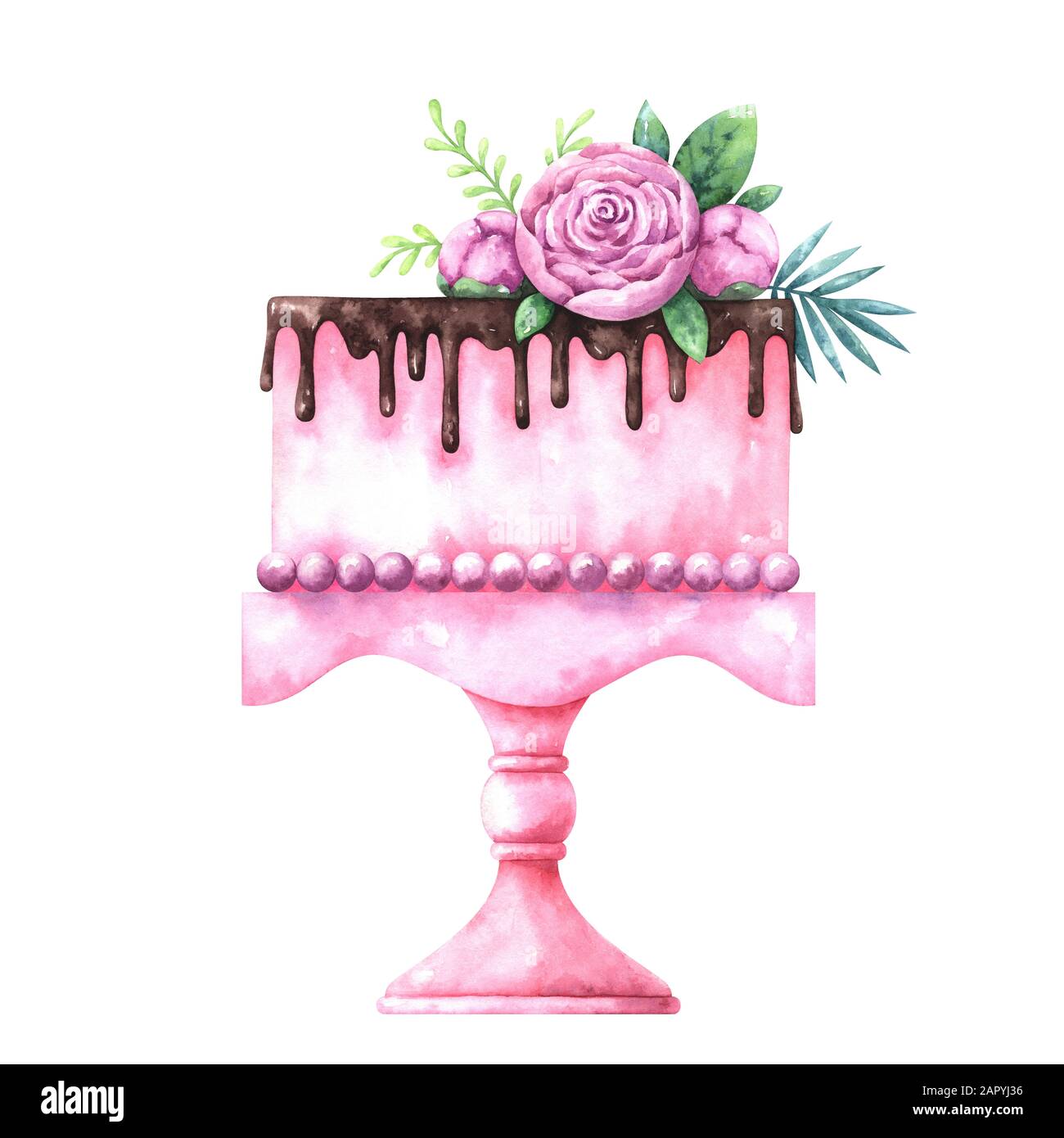 Watercolor illustration of cake Stock Photo - Alamy