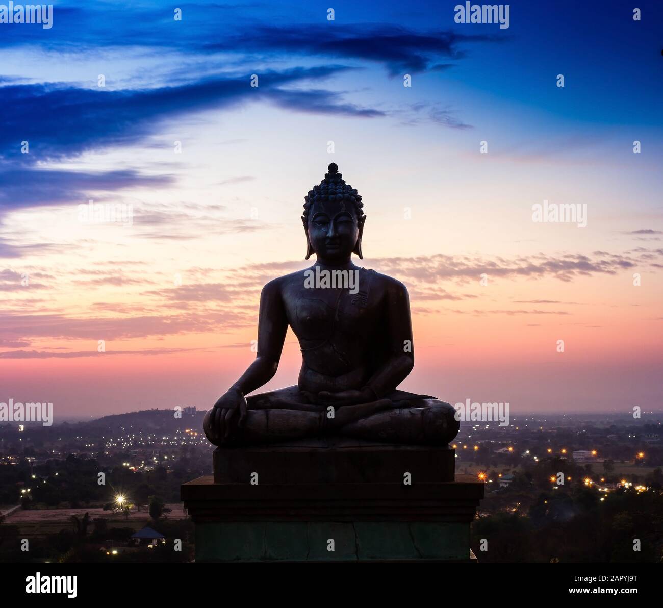 Buddha statue in sunset at Phrabuddhachay Temple Saraburi, Thailand ...