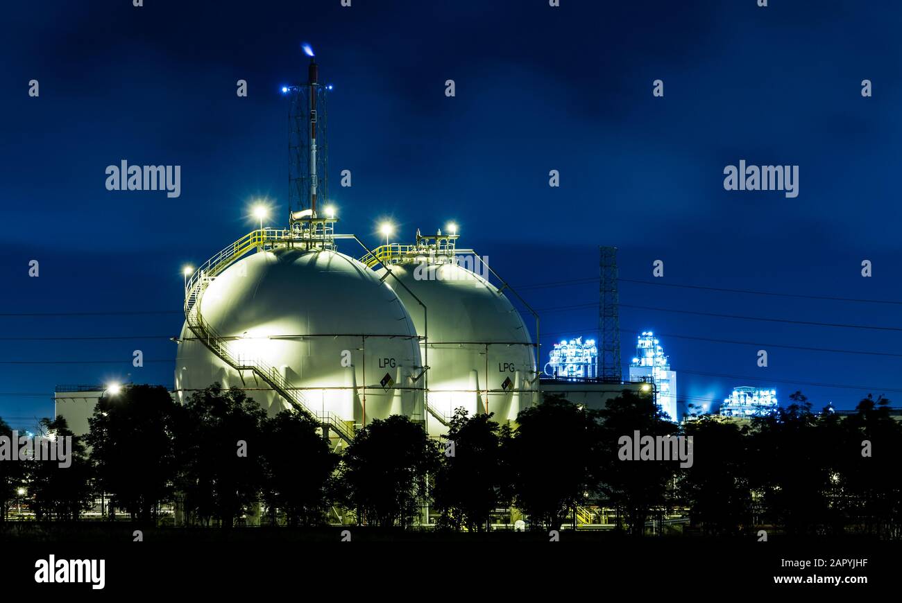 LPG gas industrial storage sphere tanks Stock Photo - Alamy