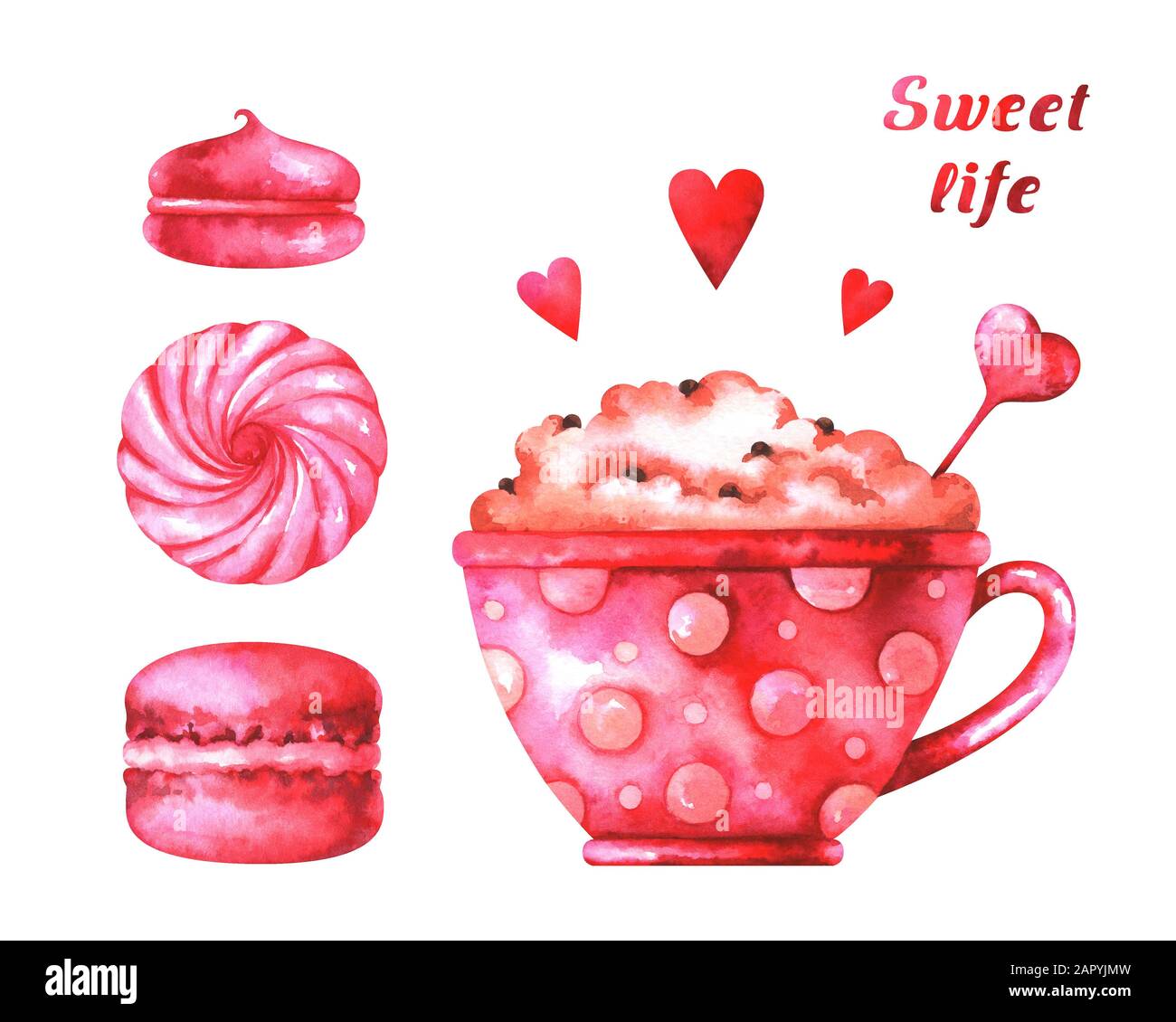 Set with watercolor sweets Stock Photo - Alamy