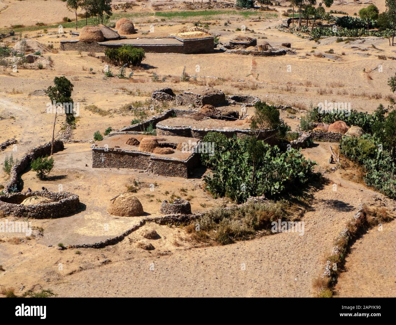 Elevated view of Teka Tesfay village, Tigray Region, Ethiopia Stock ...