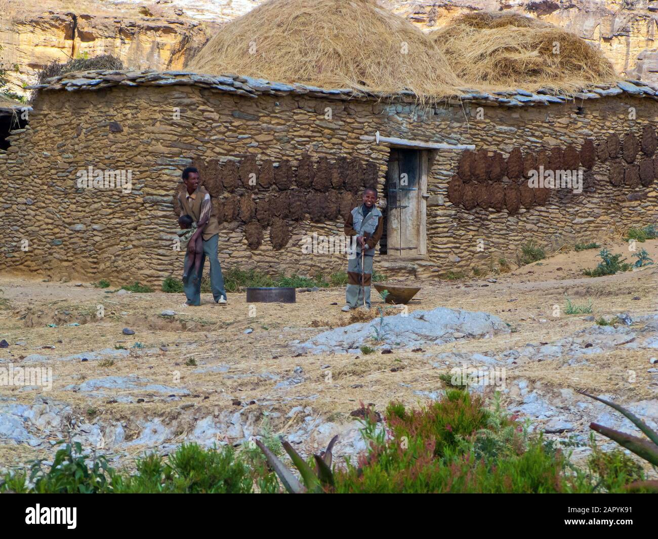 Traditional Ethiopian village Sinkata close to Debre Damos monastery ...