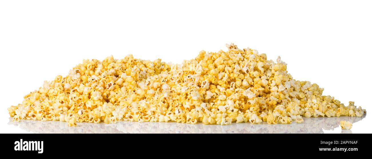 Scattered popcorn isolated on a white background Stock Photo - Alamy