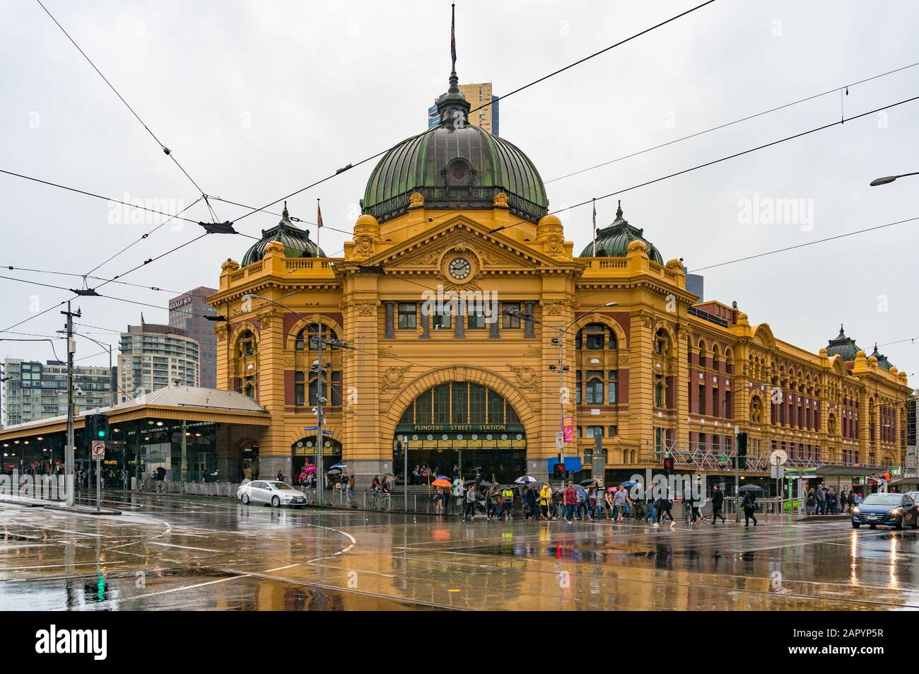 Melbourne, Australia - April 21, 2017: Road intersection in front of ...