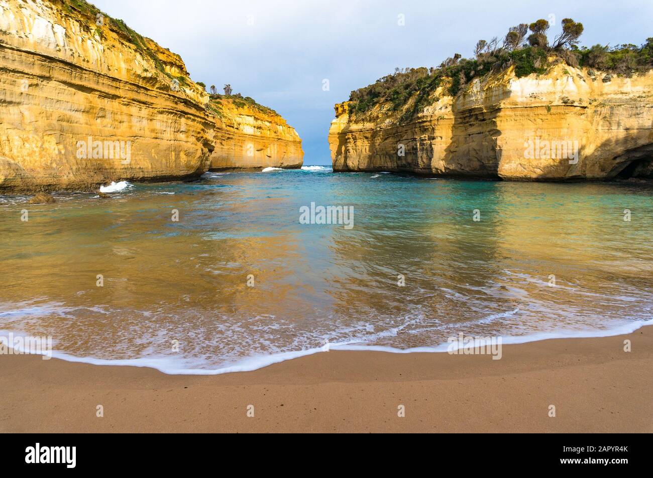 Beautiful beach in natural bay with cliffs. Summer vacation landscape ...