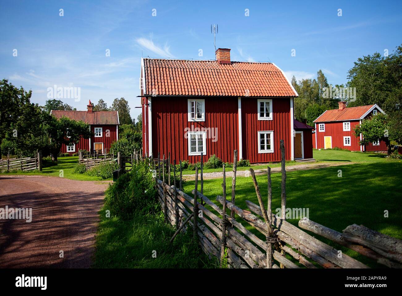 typical red wooden farmhouse in sweden Stock Photo - Alamy