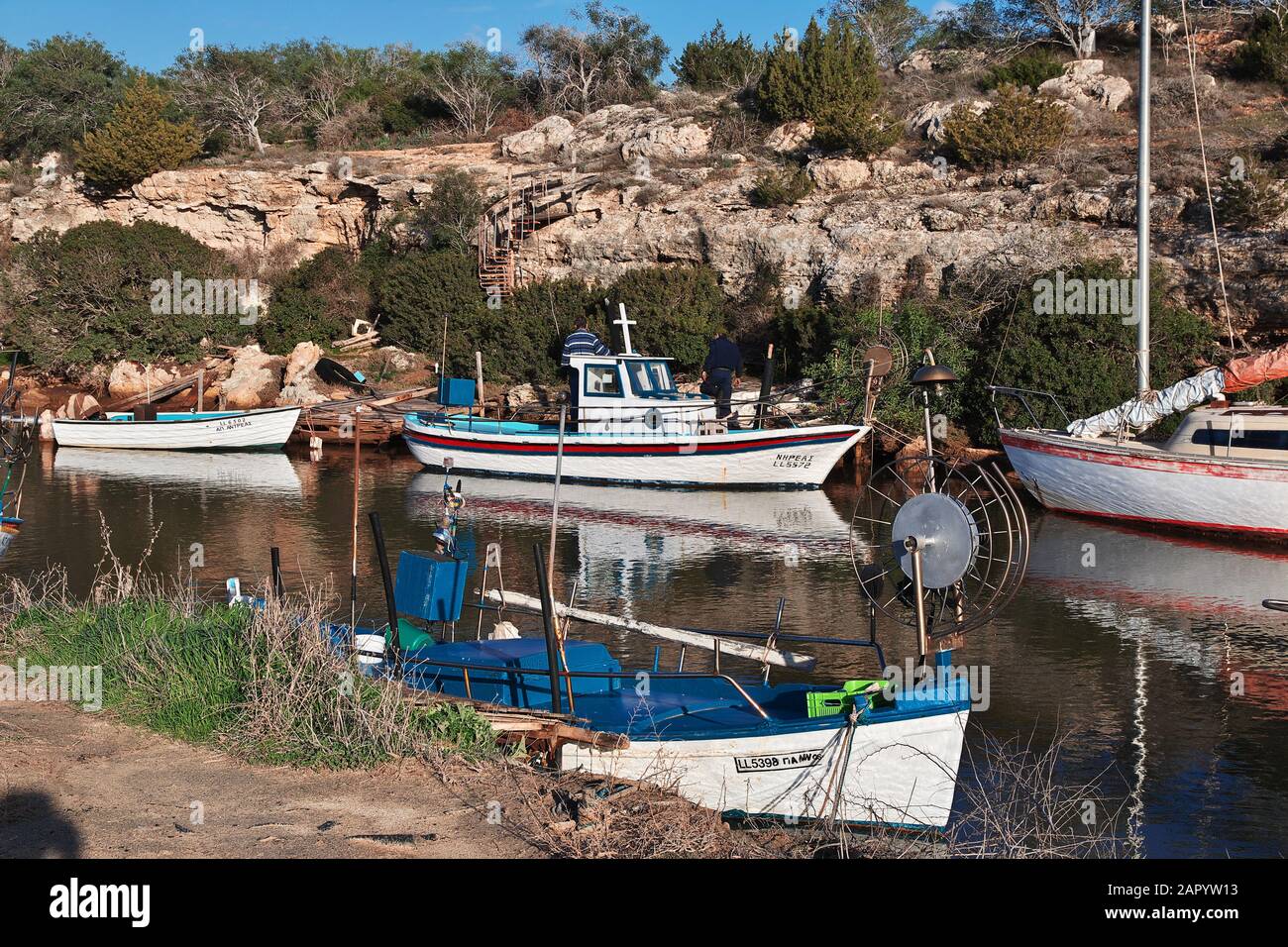 Potamos village/Cyprus - 08 Jan 2016: Boats in Potamos village, Cyprus ...