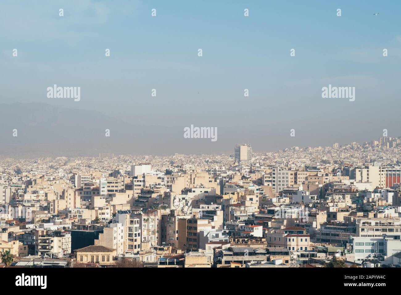 Athens, Greece - Dec 21, 2019: A thick layer of smog covering the city ...