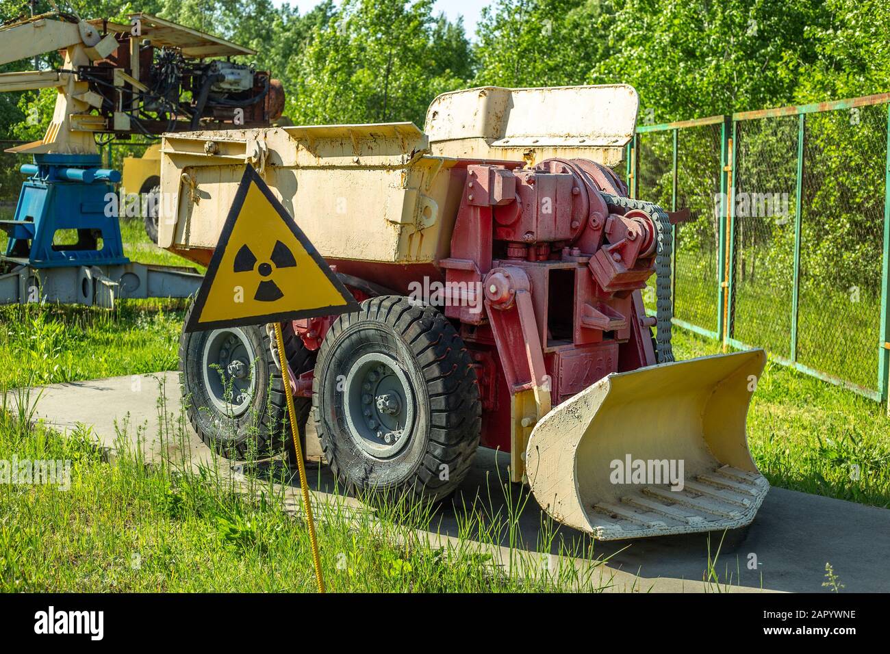 Chornobyl, Ukraine, May 20, 2019. Exhibition of robots involved in the ...