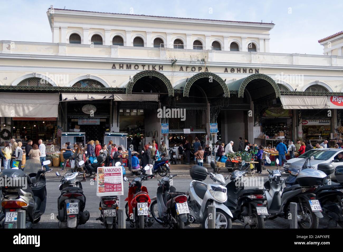 Athens, Greece - Dec 21, 2019: public market of Athens, Dimotiki agora ...