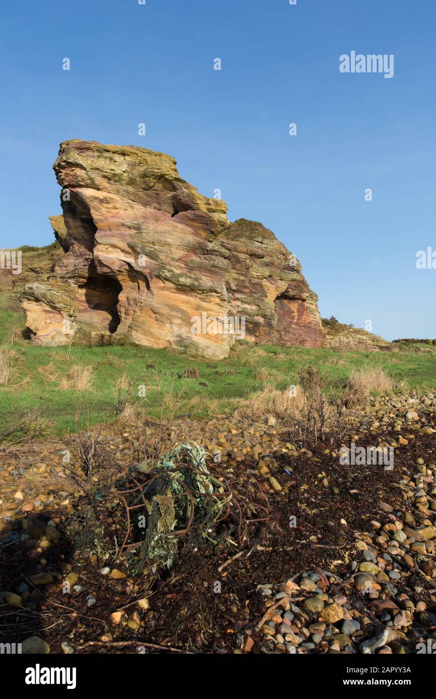 Fife Coastal Path, Scotland. Picturesque view of the Caiplie Caves on ...