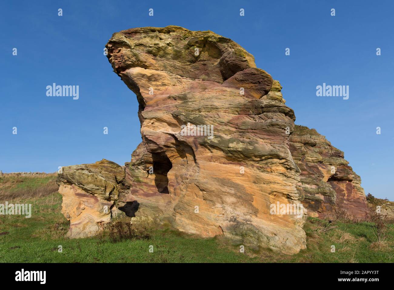 Fife Coastal Path, Scotland. Picturesque view of the Caiplie Caves on ...