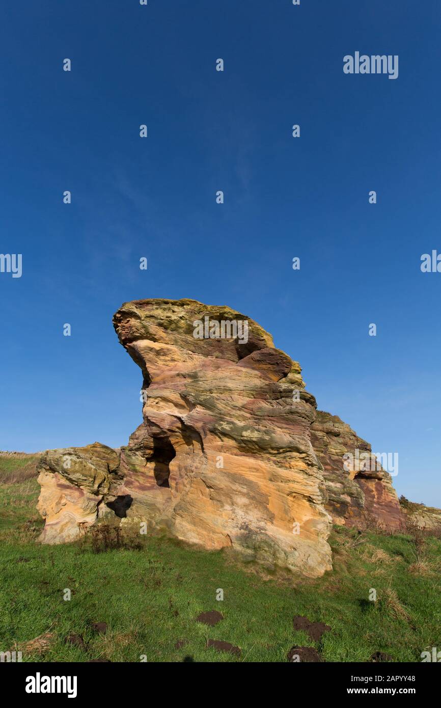 Fife Coastal Path, Scotland. Picturesque view of the Caiplie Caves on ...
