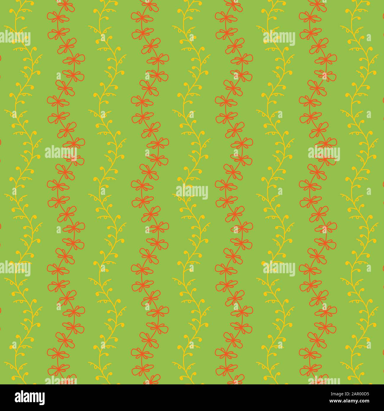 seamless flower patterns on a wavy stems on beautiful background ...