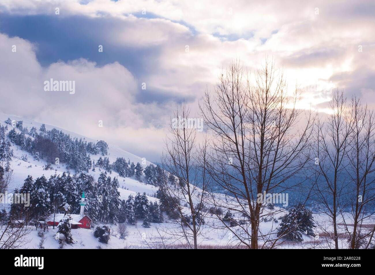 Winter season and snowy scenes from the Abant lake and nearby villages ...