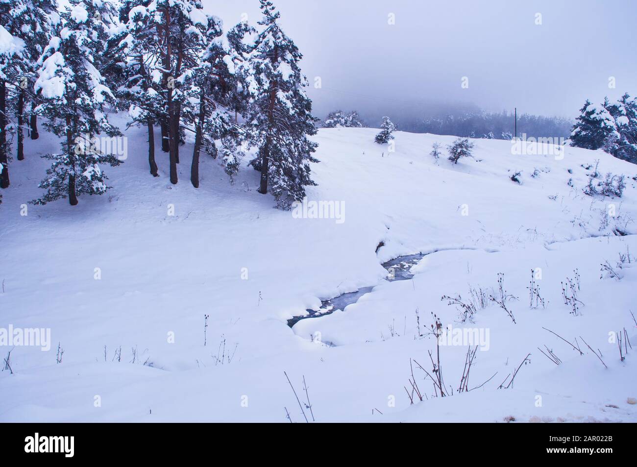 Winter season and snowy scenes from the Abant lake and nearby villages ...