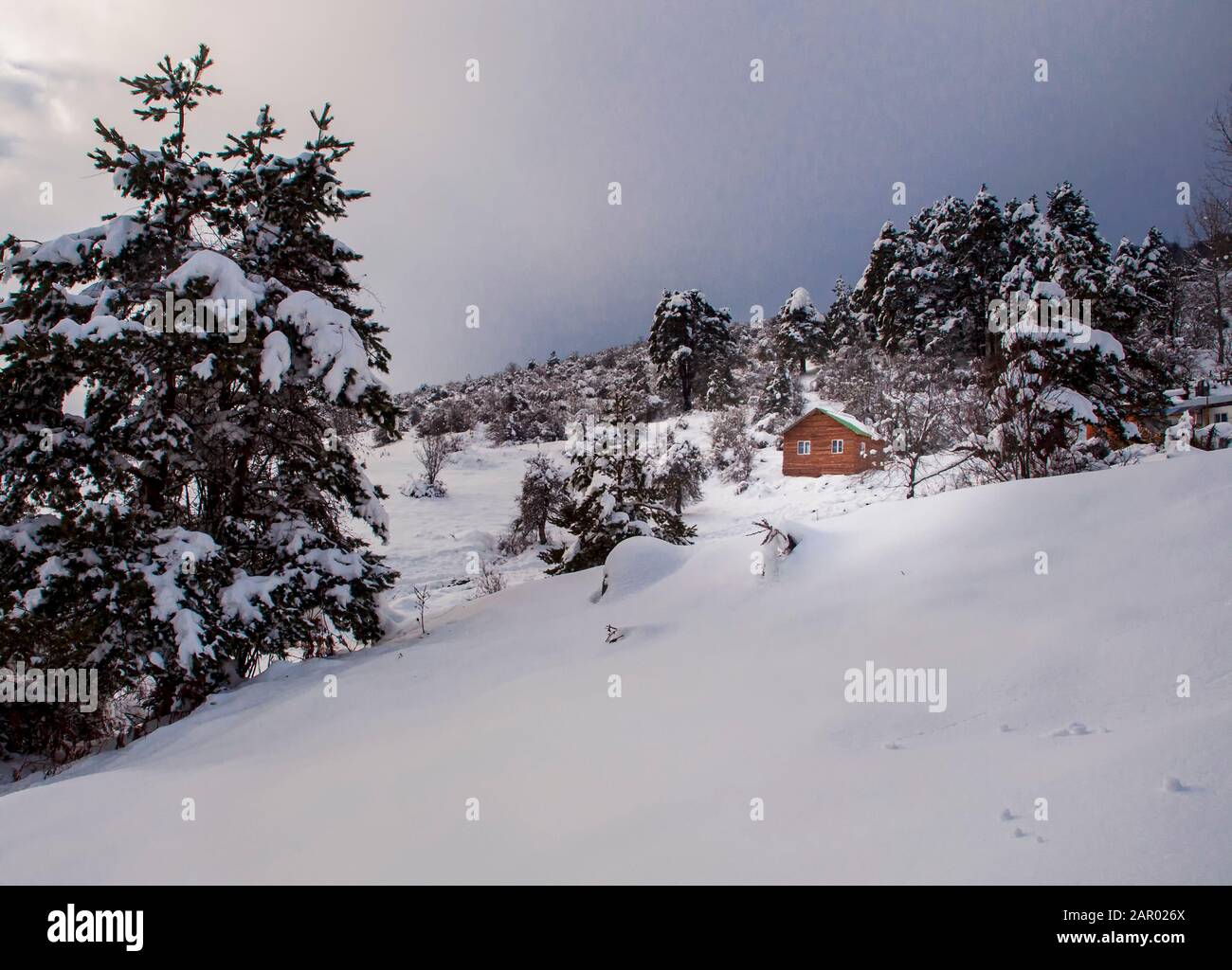 Winter season and snowy scenes from the Abant lake and nearby villages ...