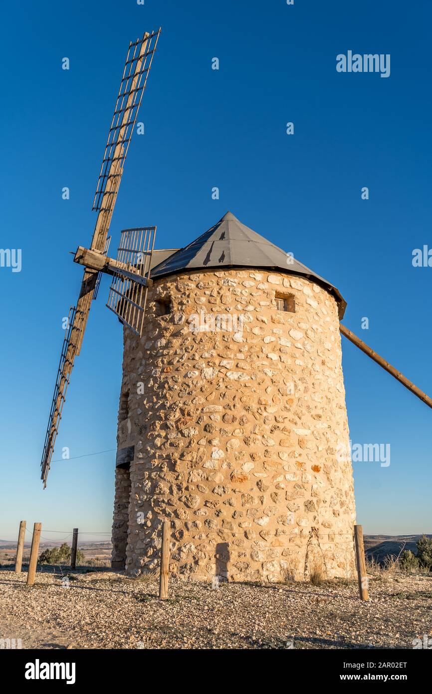 Belmonte castle view with windmill Stock Photo - Alamy