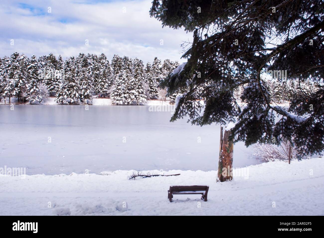 Winter season and snowy scenes from the Abant lake and nearby villages ...