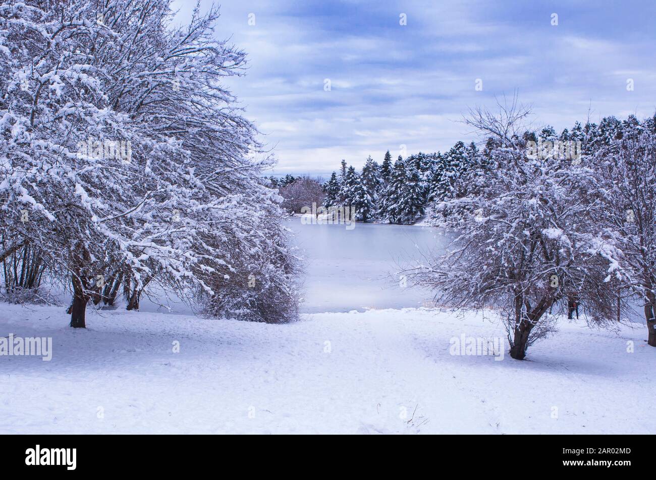 Winter season and snowy scenes from the Abant lake and nearby villages ...