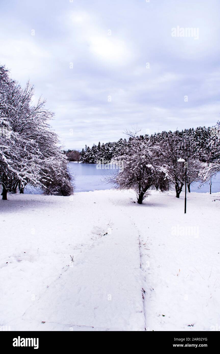 Winter season and snowy scenes from the Abant lake and nearby villages ...