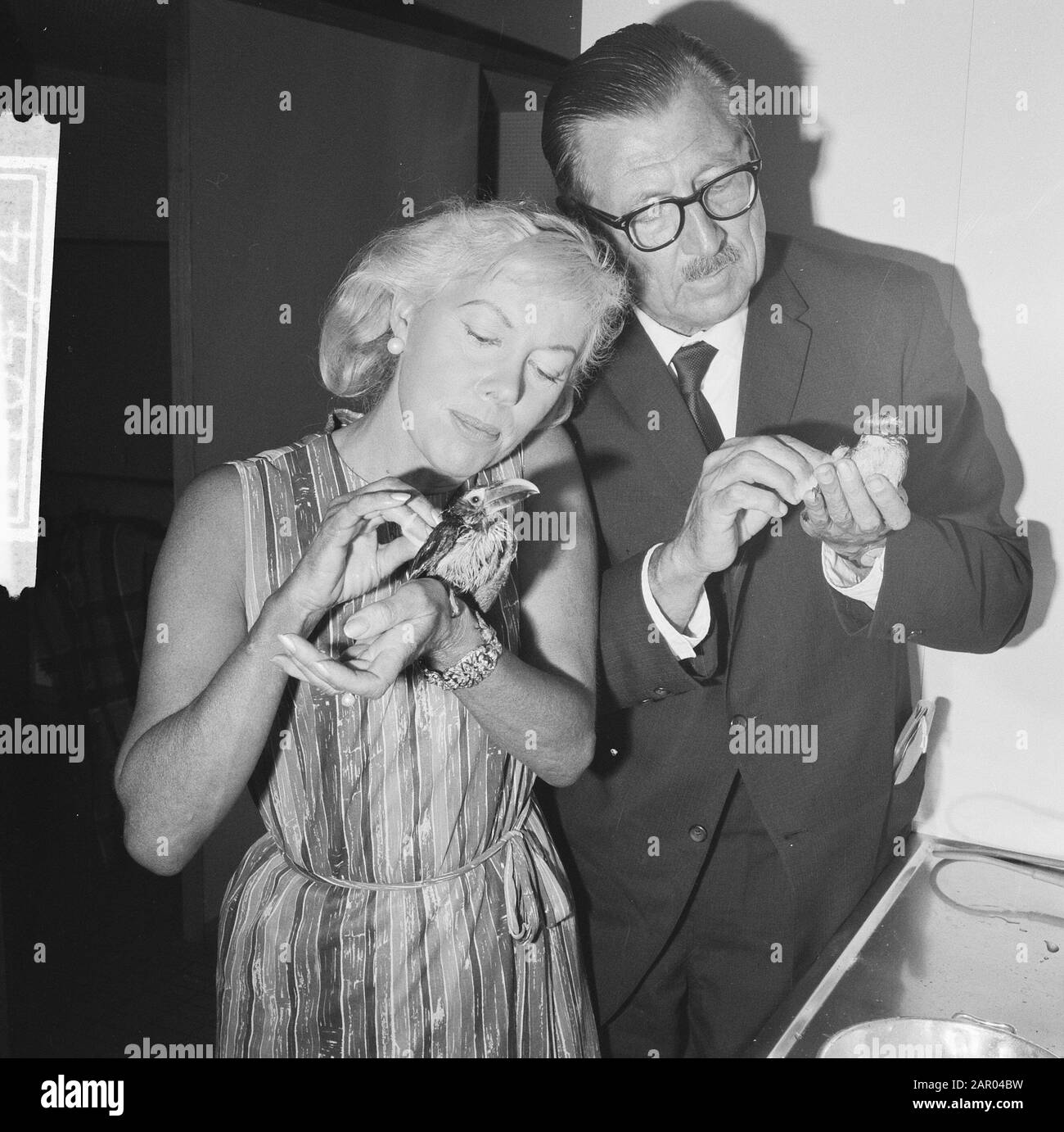 TV-couple Armand and Michaela Denis of the program Leopard on lap at ...