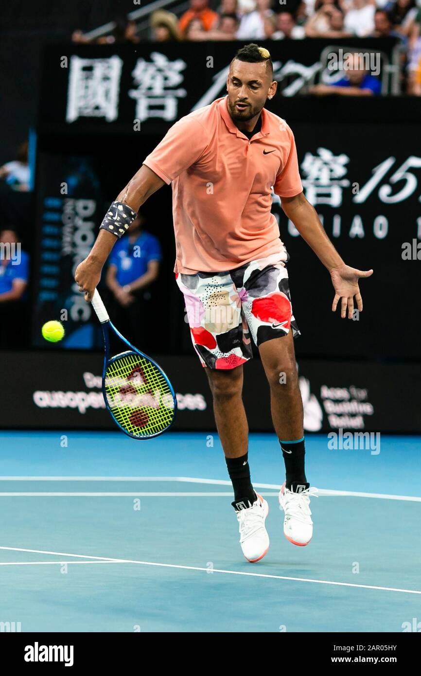 Melbourne, Australia. 25th Jan, 2020. Nick Kyrgios from Australia is in ...