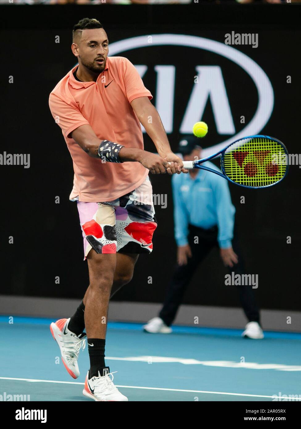 Melbourne, Australia. 25th Jan, 2020. Nick Kyrgios from Australia is in ...