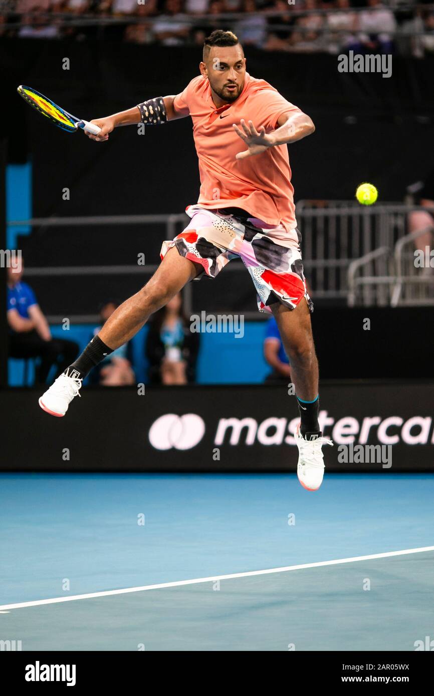 Melbourne, Australia. 25th Jan, 2020. Nick Kyrgios from Australia is in ...