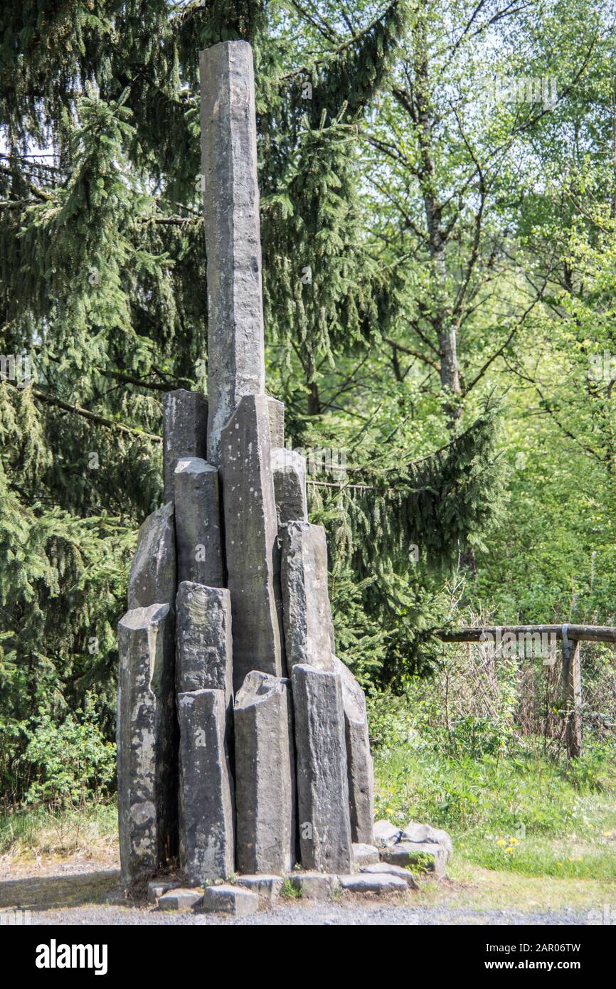 ancient basalt balls and columns stacked Stock Photo - Alamy