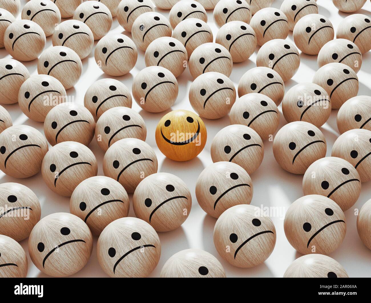 Sad and happy face, happiness concept, 3D rendering illustration Stock ...