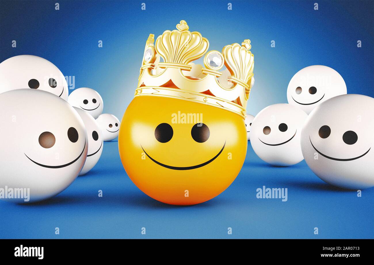 Sad and happy face, happiness concept, 3D rendering illustration Stock ...