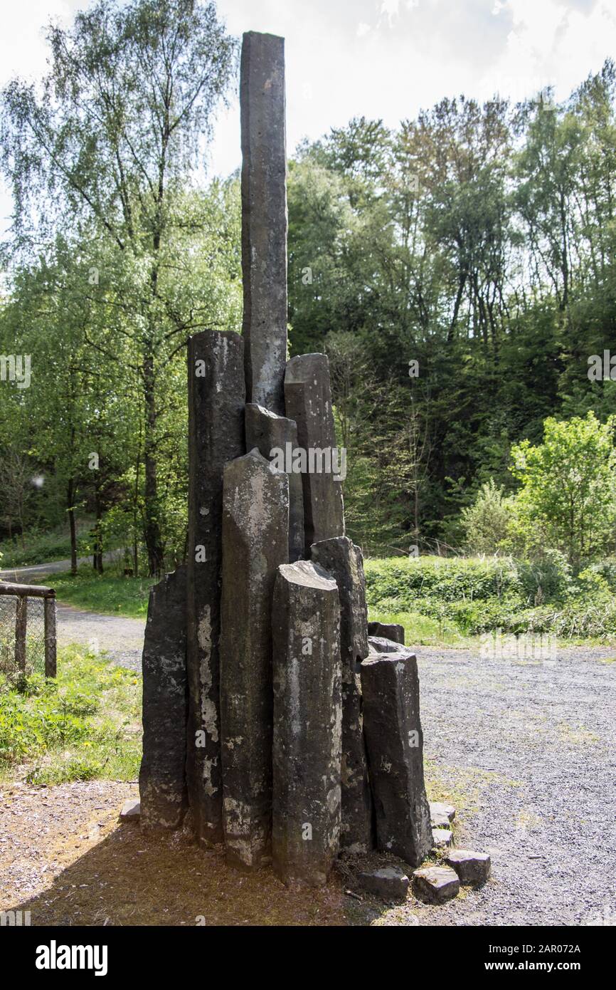 ancient basalt balls and columns stacked Stock Photo - Alamy
