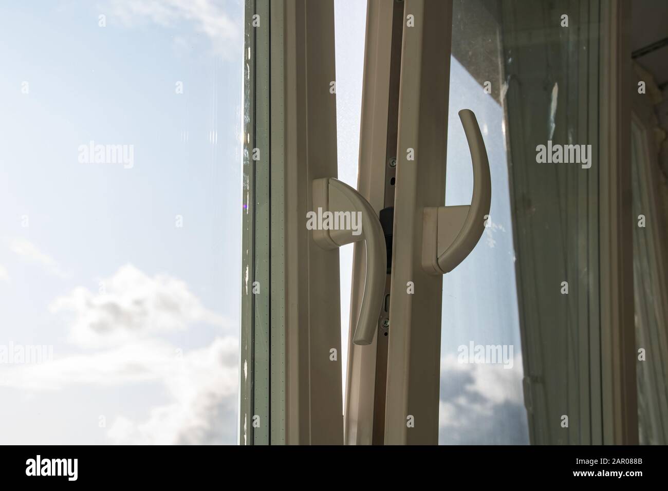 Open window on the sky background, danger Stock Photo - Alamy