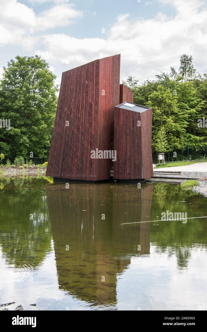 slate wooden tower in the water Stock Photo - Alamy