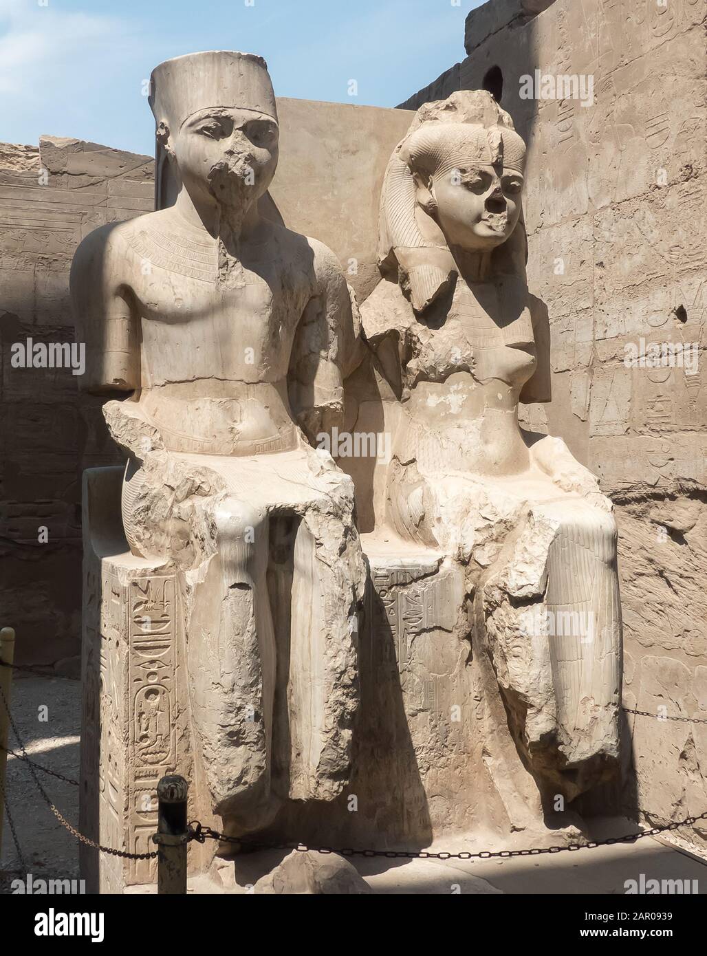 Egypt: the Luxor Temple complex, and statues of Rameses the Great, and ...