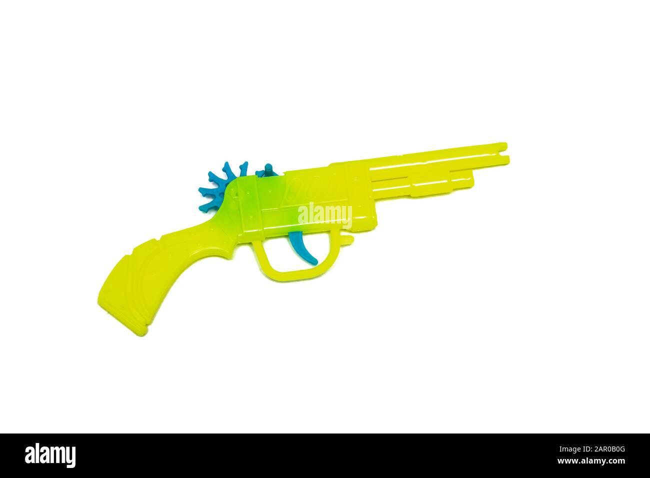 Toy yellow gun, isolated on white background Stock Photo - Alamy