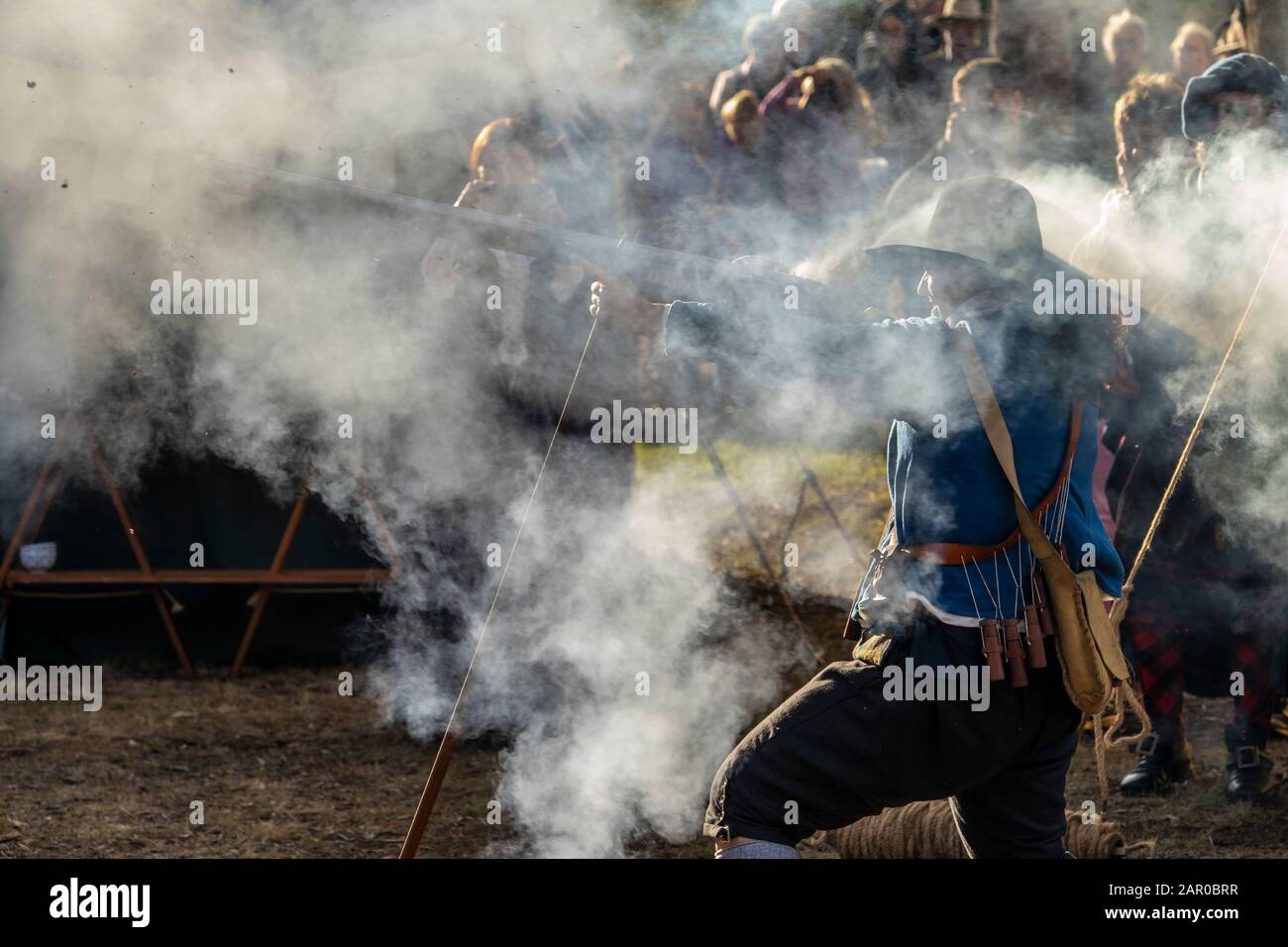 Member of Scottish Living History group in traditional dress ...