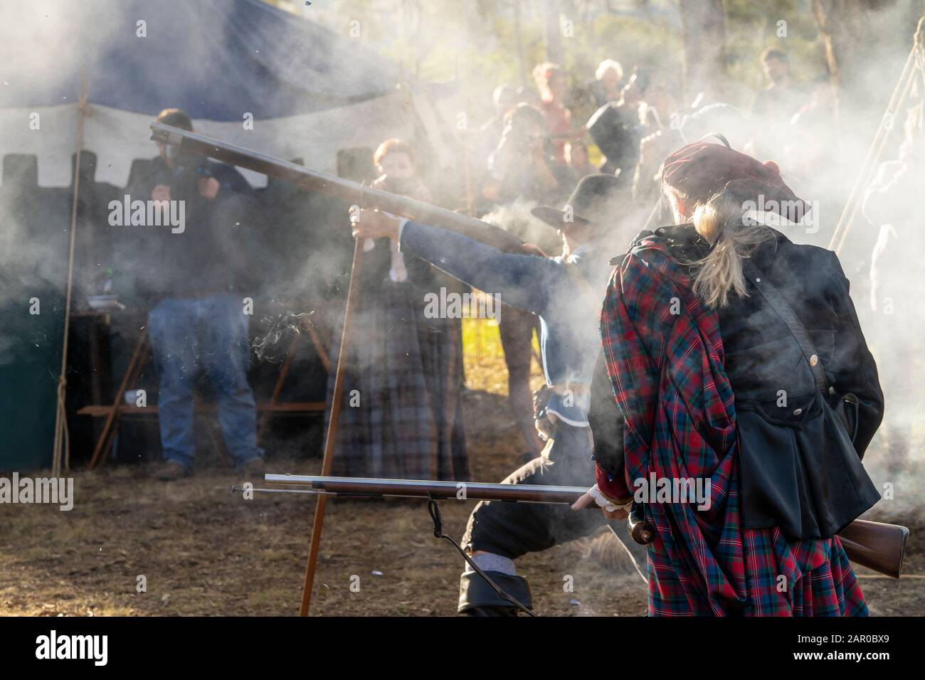 Member of Scottish Living History group in traditional dress ...