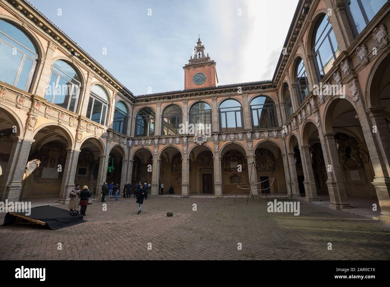 Library Archiginnasio in Bologna Stock Photo - Alamy
