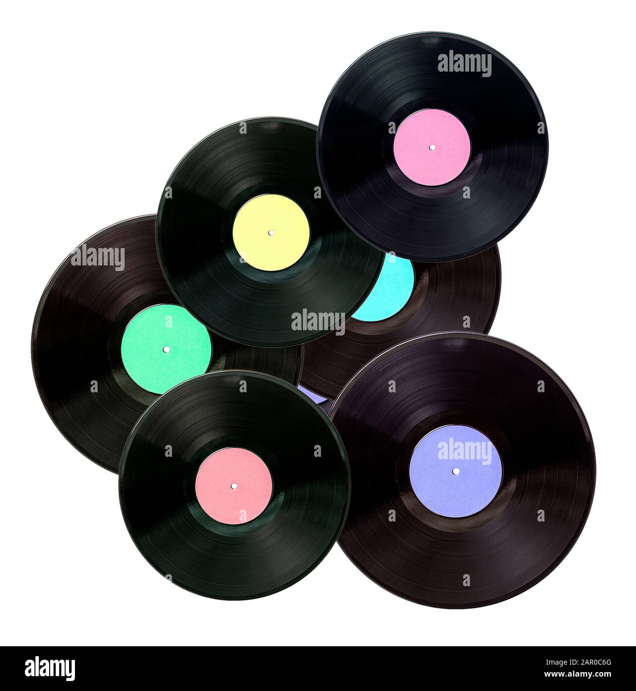 The Vinyl record disc with colored label isolated over a white ...