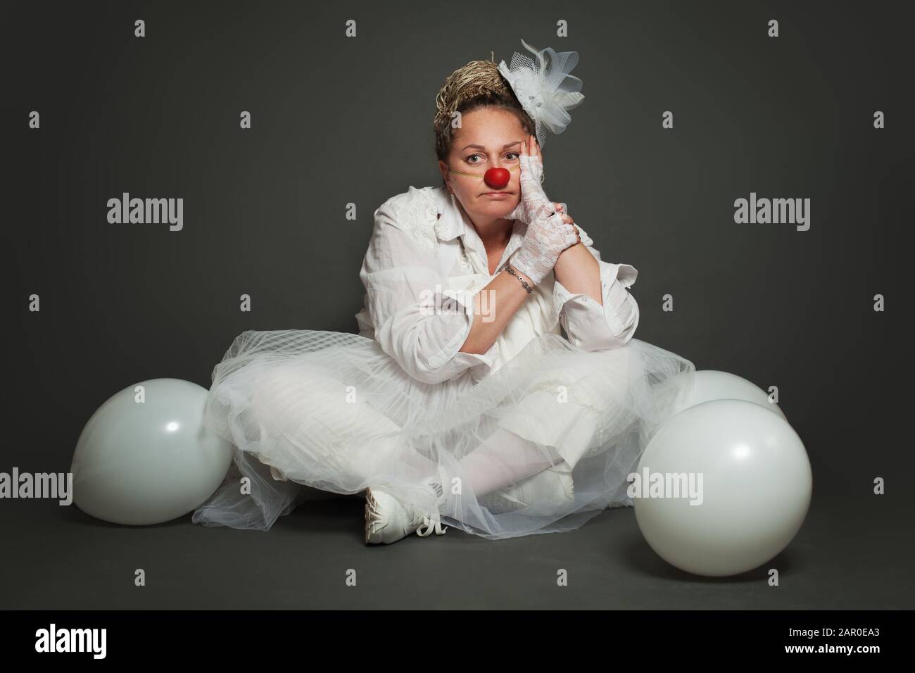 Performance Actress clown studio portrait Stock Photo - Alamy
